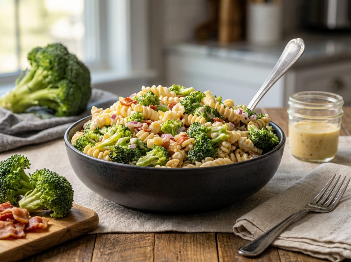 Creamy Broccoli Pasta Salad Recipe - helthrecipe